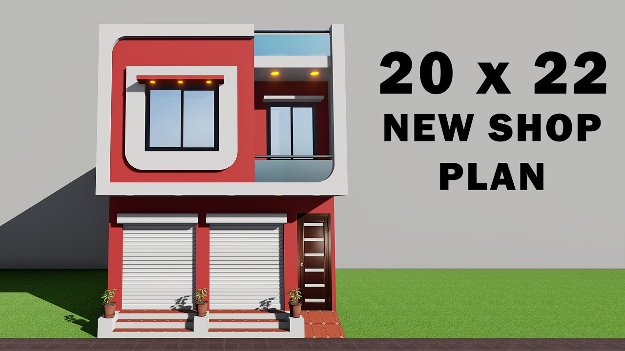 Small shop with house design,3D dukan or makan ka naksha,20 by 22 niche ...