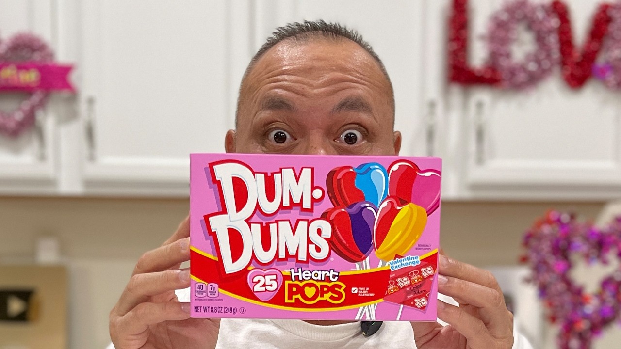 👂ASMR DUM DUMS VALENTINE HEART POPS LOLLIPOP CANDY (4 FLAVORS) EATING ...