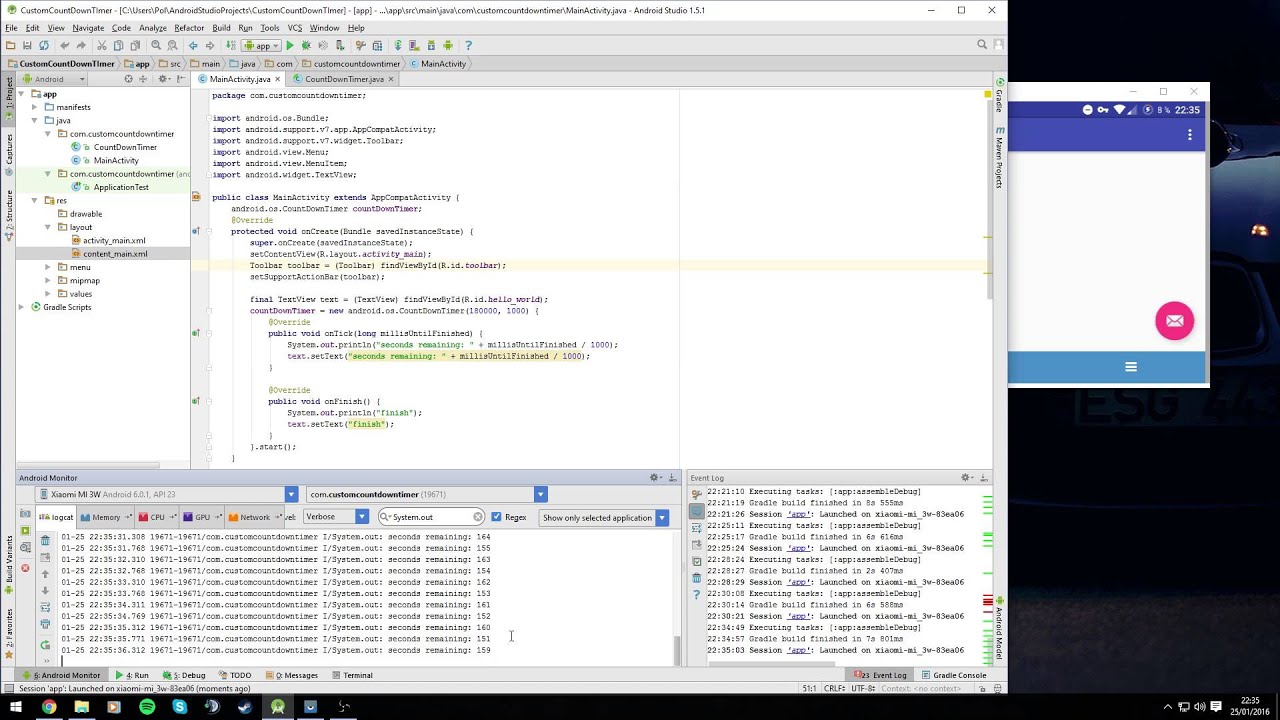 Android - Original implementation of CountDownTimer.java - YouTube