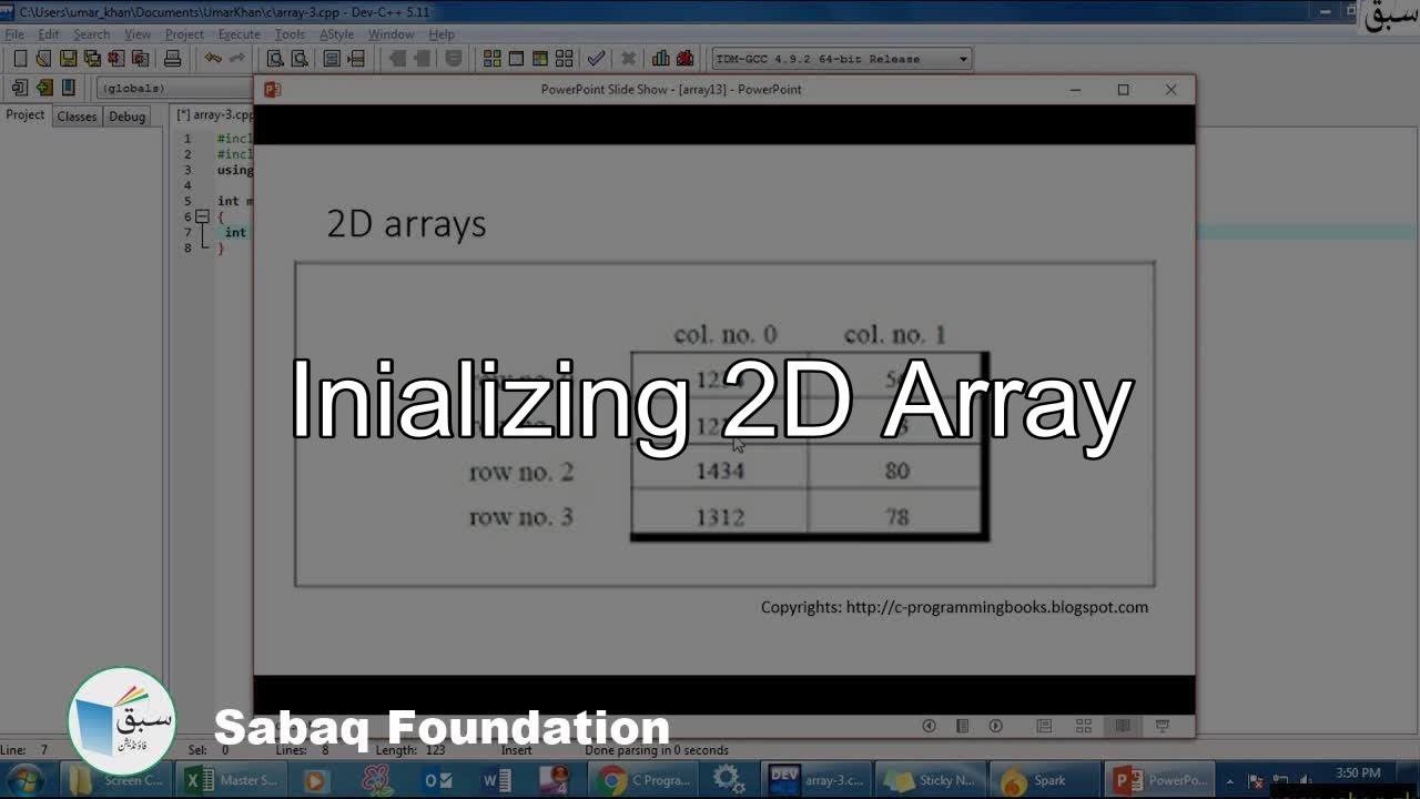 Inializing 2d Array Computer Science Lecture Sabaqpk Youtube 1420