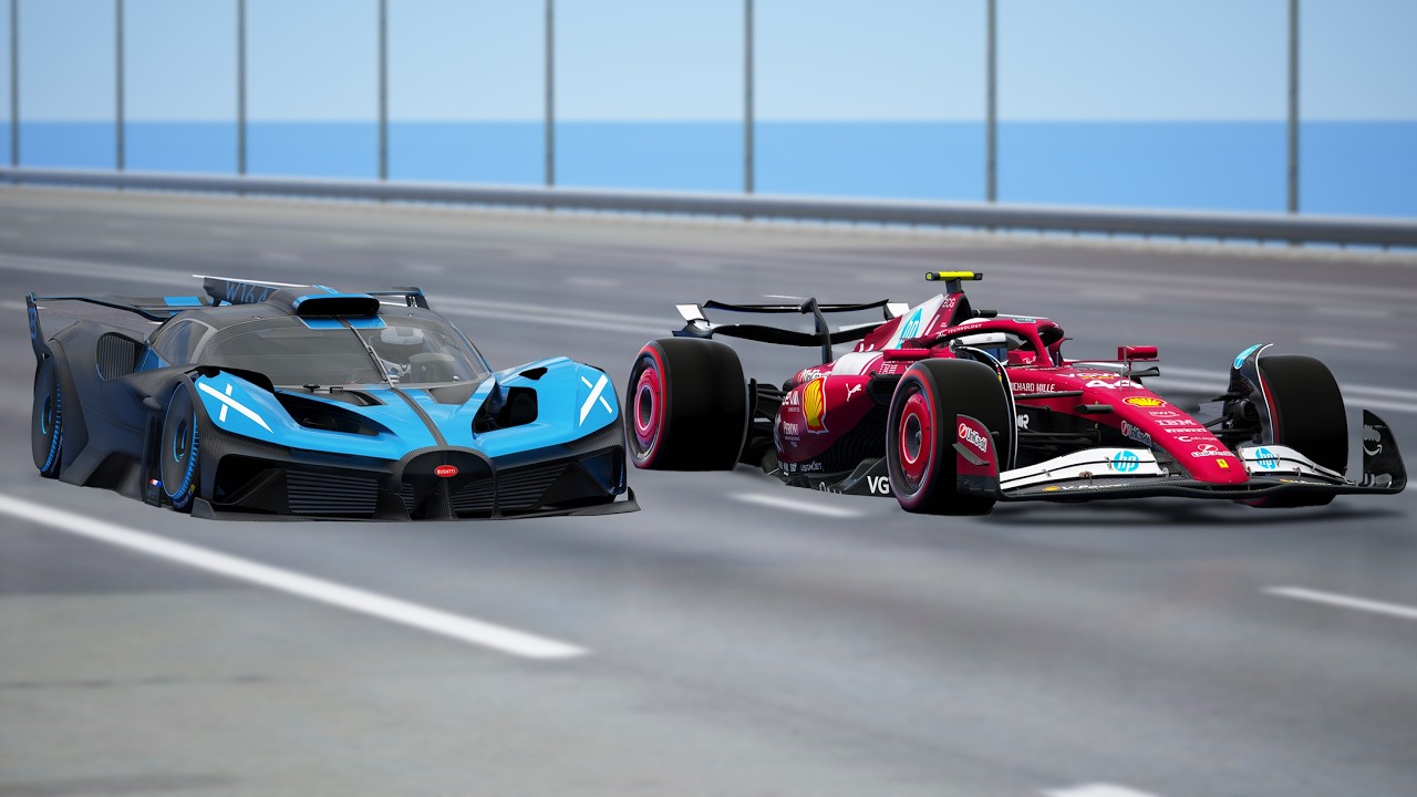 +10,000HP!!! F1 Ferrari SF-25 vs Bugatti Bolide | DRAG & TRACK RACE ...