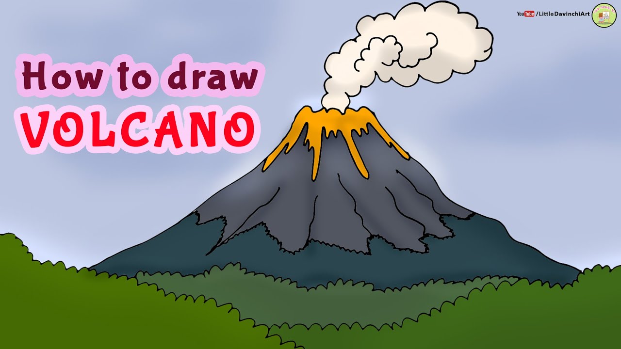 How to draw VOLCANO | Easy drawing tutorial for kids - YouTube