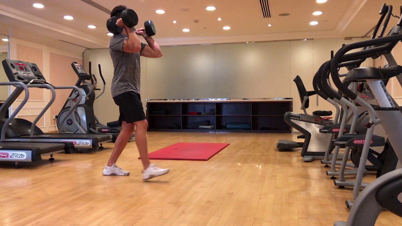 Dumbell Farmer Carry Lunges, Fron Rack Dumbell Lunges - YouTube