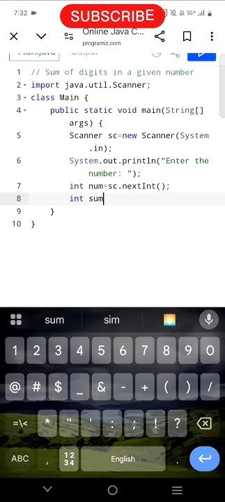 Sum of digits in a number | java program | basic coding questions | interview preparation ...
