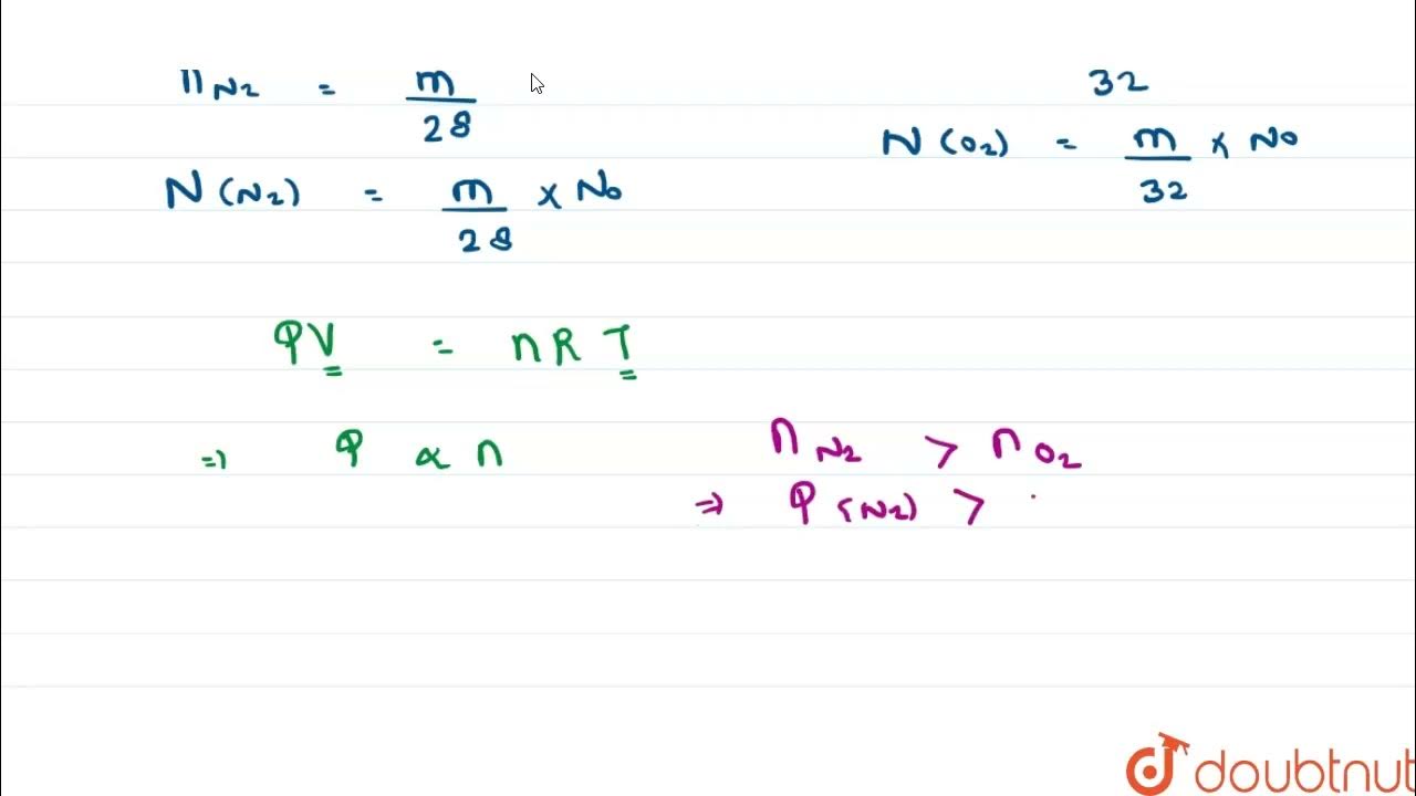 If equal masses of oxygen and nitrogen are placed in separate containers of equal volume at the ...