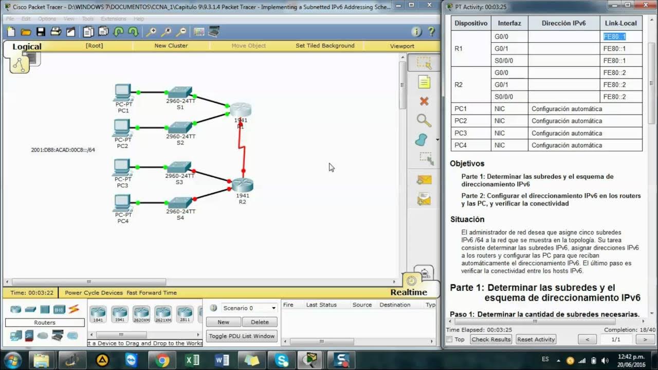 Maira Zambrano-Cisco CCNA_1:9.3.1.4 Packet Tracer Implementing a Subnetted IPv6 Addressing ...