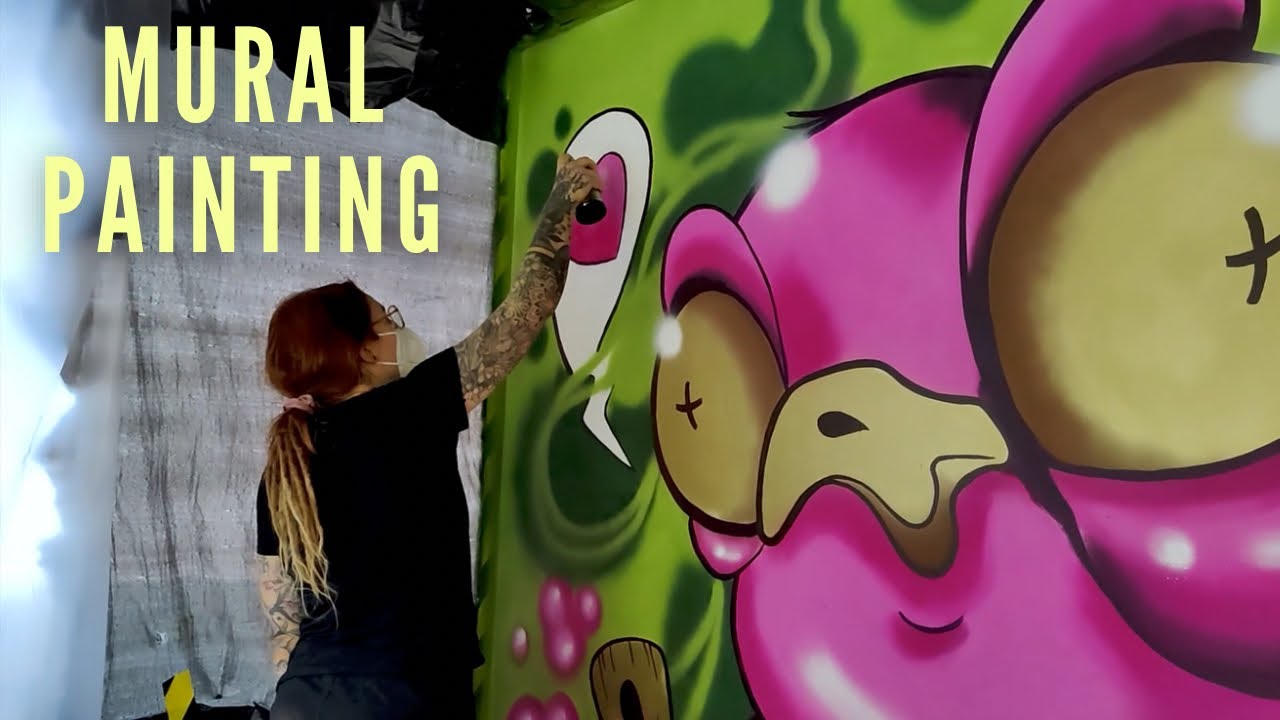 Painting a mural to my Art & Tattoo Studio - YouTube