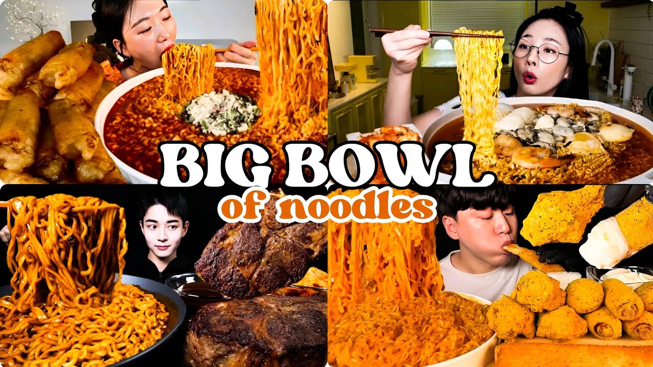 NOODLES Mukbang | ASMR Deliciously Filling BIG BOWL of Noodles Mukbang ...