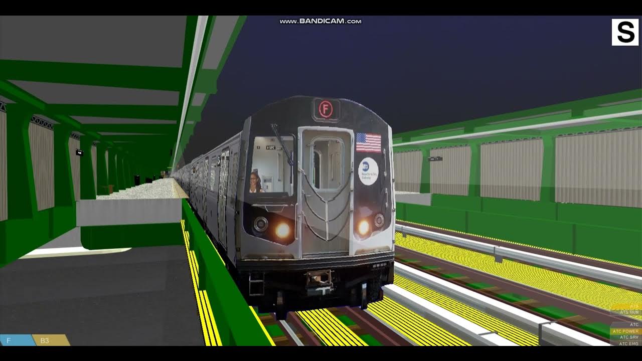 Openbve V7 R179B Alstom F Train Arriving & Departing at Avenue N - YouTube