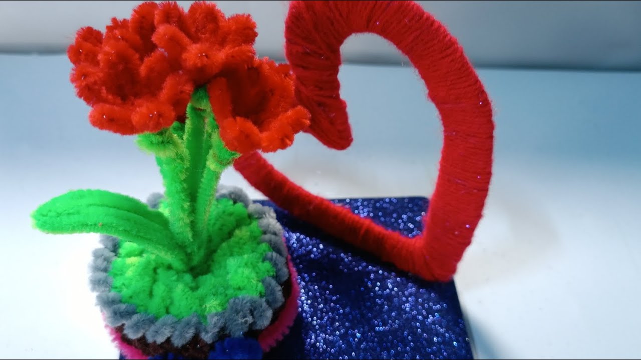 Easy Chenille Wire Craft art with wool - YouTube