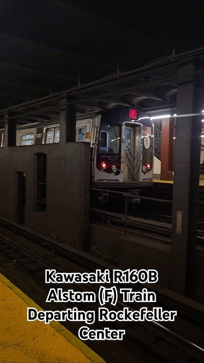 MTA NYCT Subway: Coney Island Bound Kawasaki R160B Alstom (F) Train Departing Rockefeller Center ...
