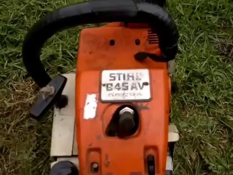 Stihl 045 av chainsaw first start after new piston and rings - YouTube