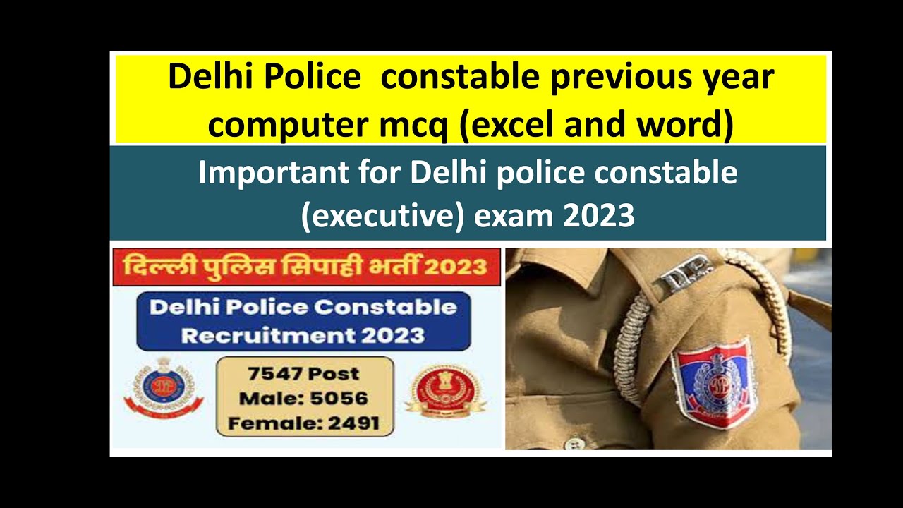 Computer (excel) MCQ | Delhi police constable | previous year paper ...