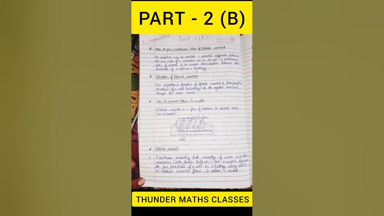 PART - 2 ( B ) CLASS 10TH PHYSICS CHAPTER 1 ELECTRICITY NOTES #class10 ...