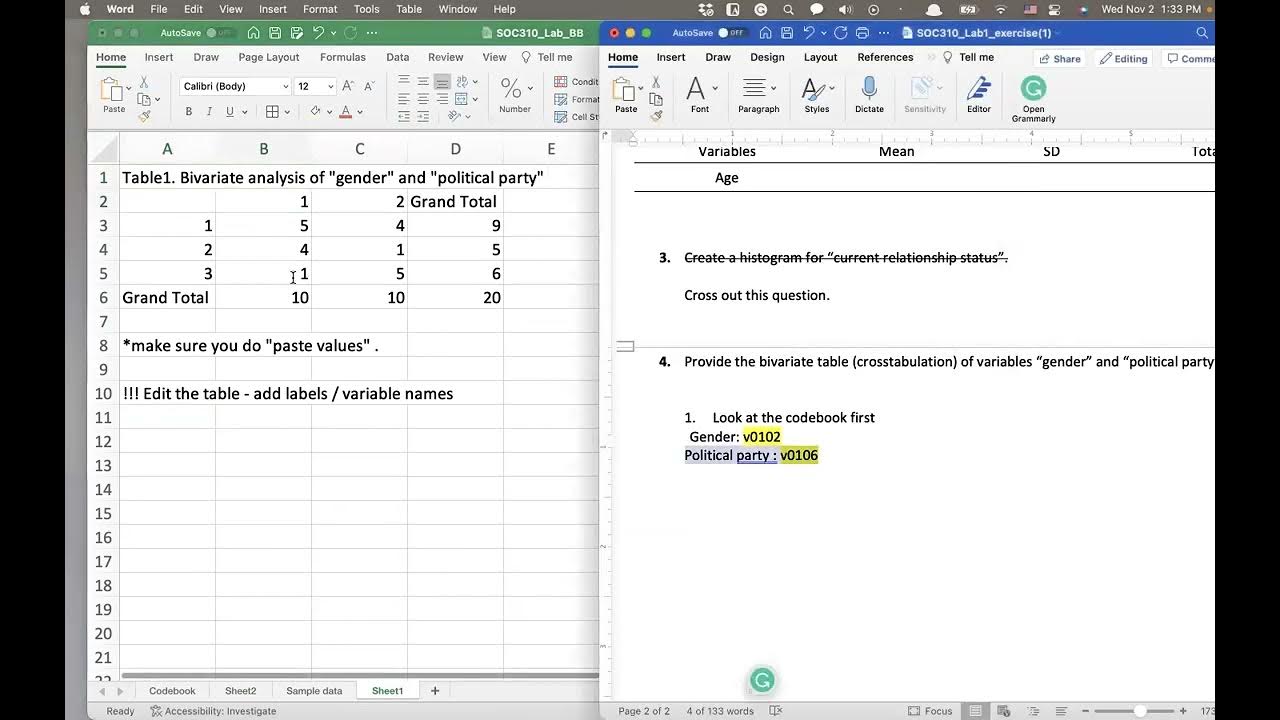 3. bivariate frequency table - YouTube
