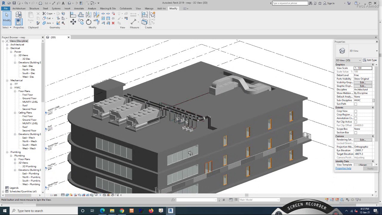 HVAC plant room at Terrace Air-Cooled chiller, chilled water primary ...