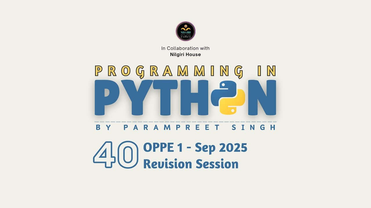 Python OPPE 1 Revision Session Sep 2025 | Programming in Python I ...