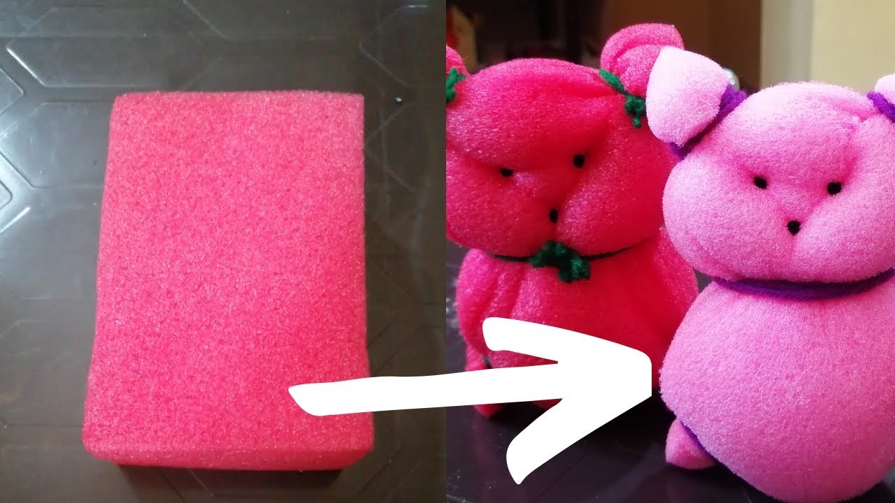 How to make sponge teddy 🐻 |DIY simple teddy making| - YouTube