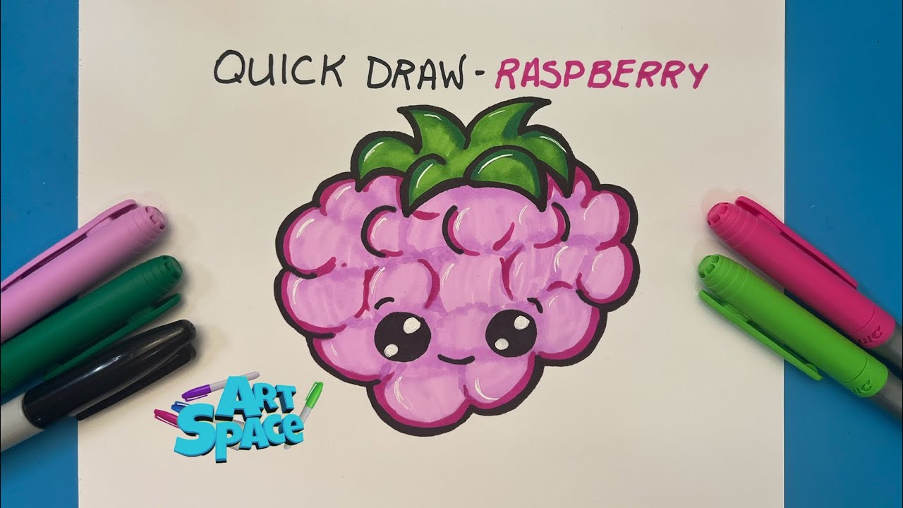 Quick Draws for Kids - How to Draw a CUTE RASPBERRY (Easy) - YouTube