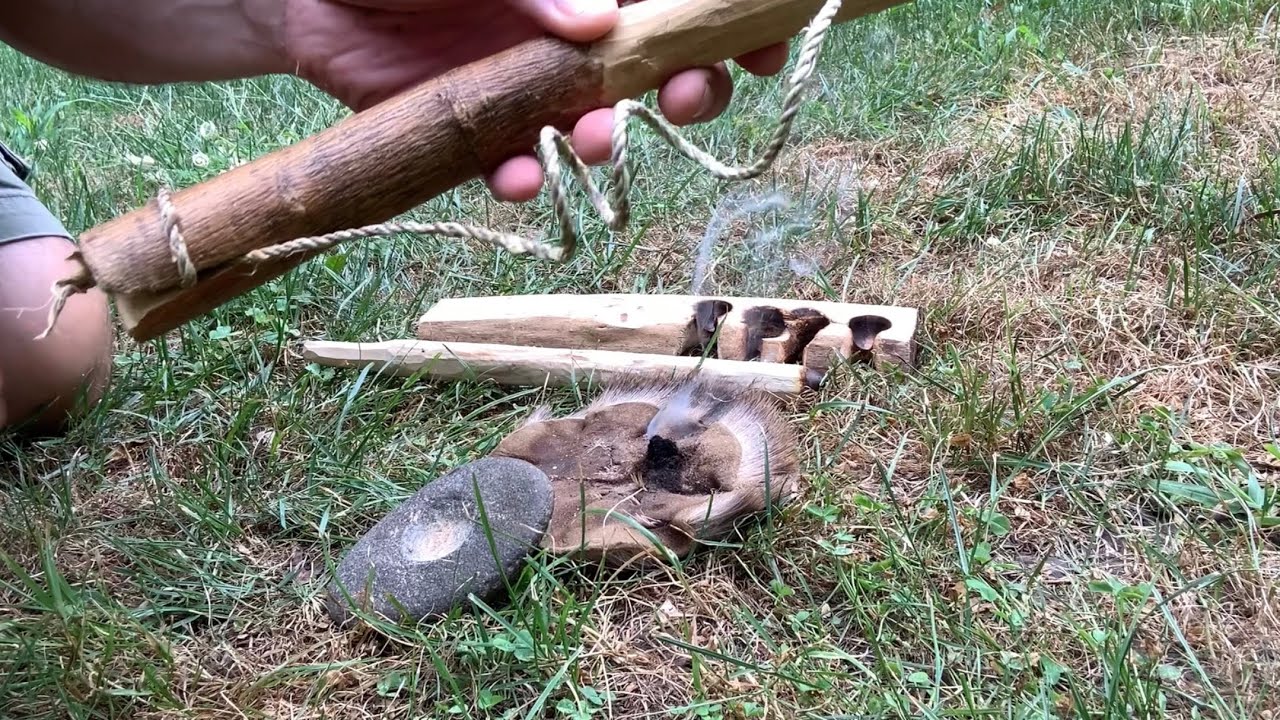 Bow Drill Friction Fire Compilation - YouTube