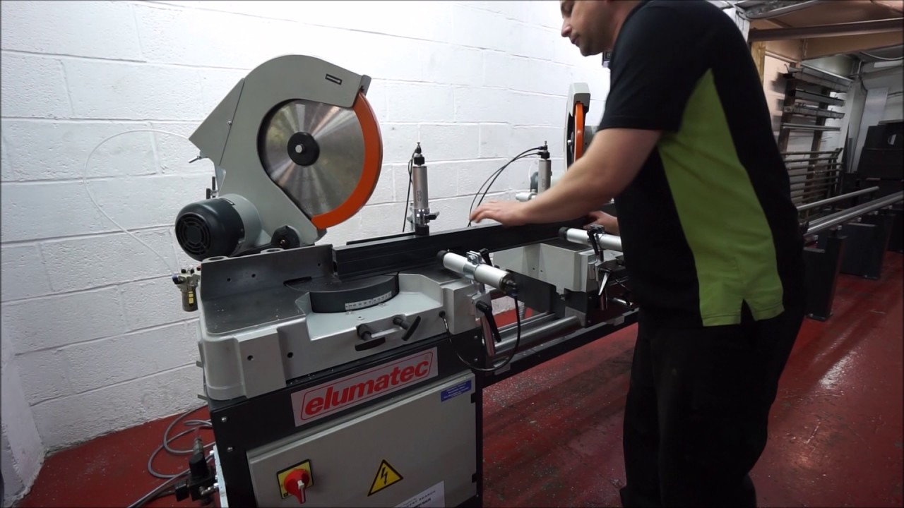 Elumatec DG 79 Double Mitre Saw - Window Machinery Search - YouTube