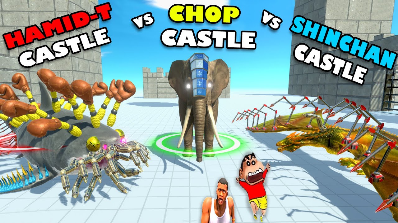 BOSS DEATH CASTLE FIGHT BETWEEN CHOP vs SHINCHAN vs HAMID-T In Animal ...