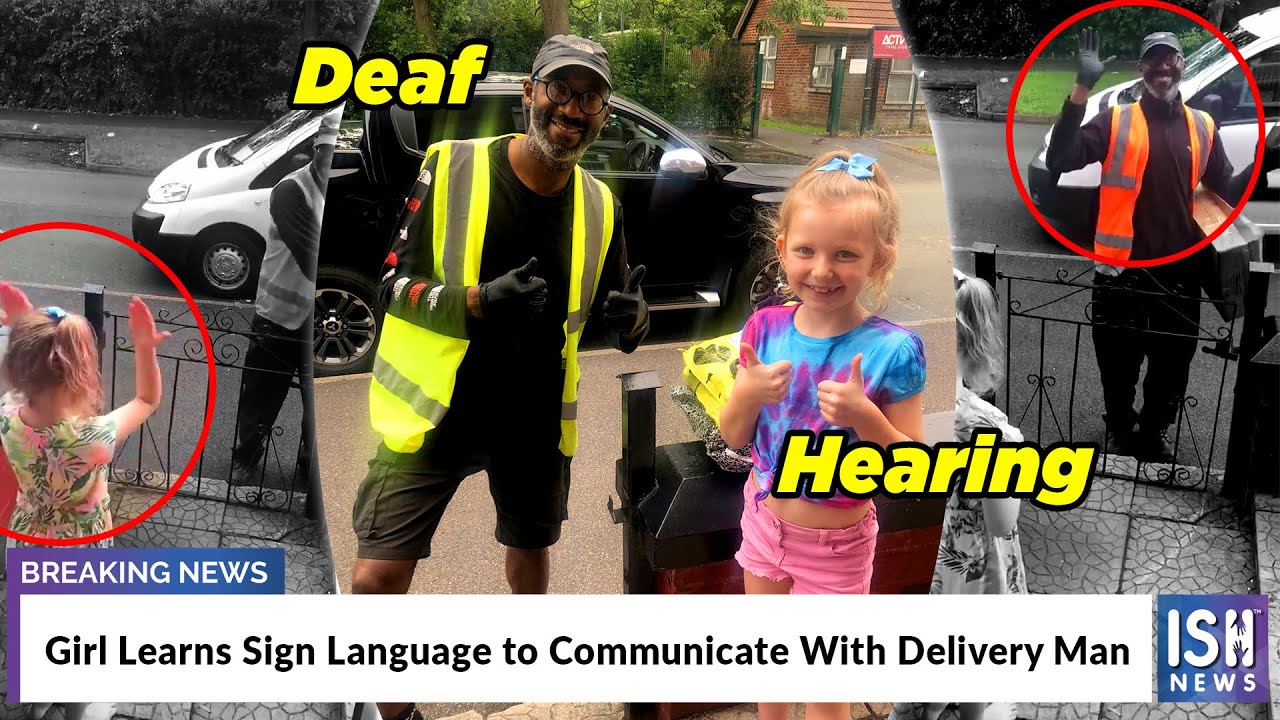 Girl Learns Sign Language to Communicate With Delivery Man - YouTube