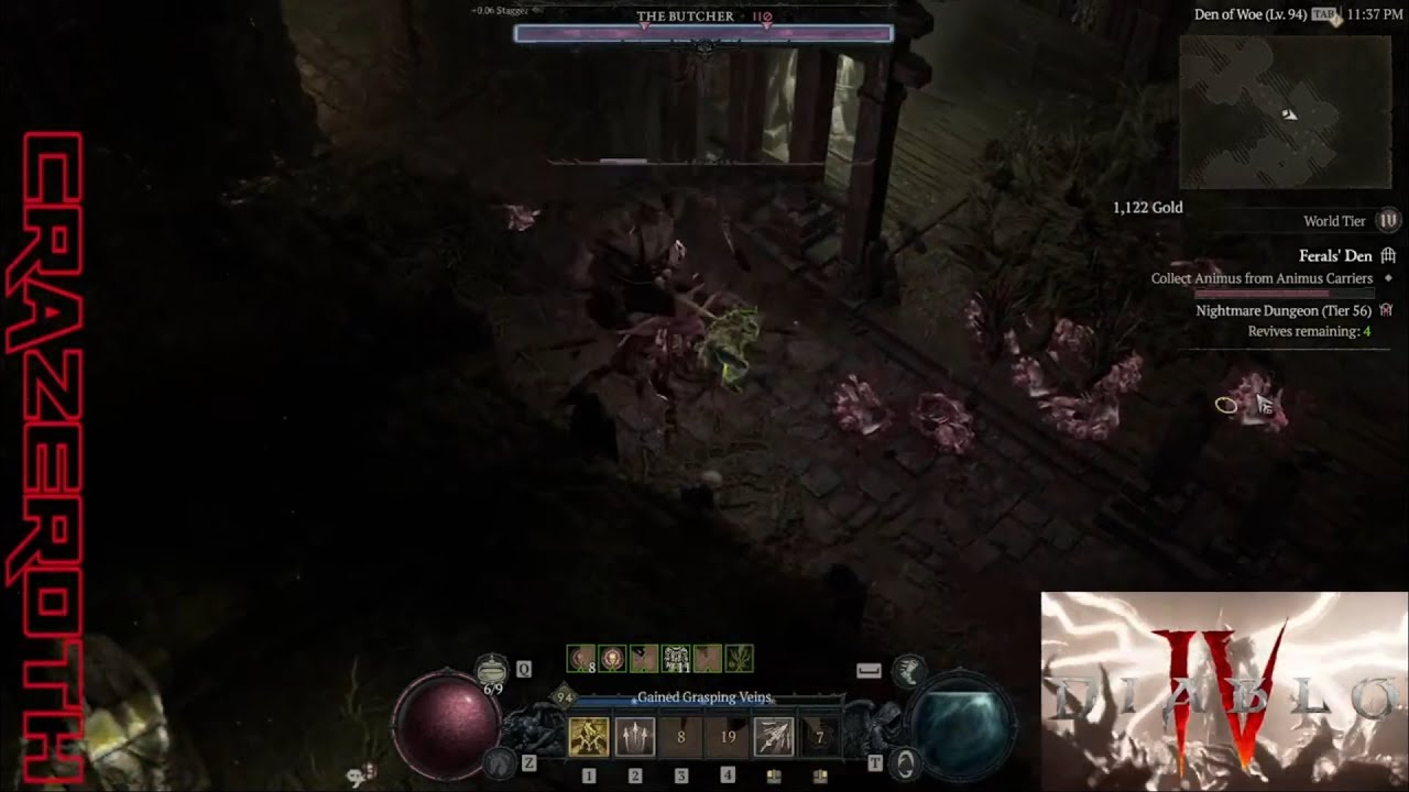 D4 Lv 94 Necromancer Vs Butcher T4: ND T56 in 15 Secs "Fresh Meat ...