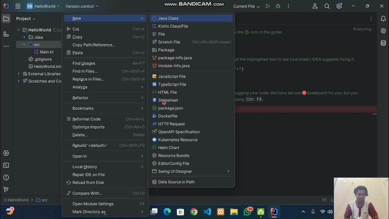 Tutorial membuat program "Hello World" pada bahasa Kotlin - YouTube