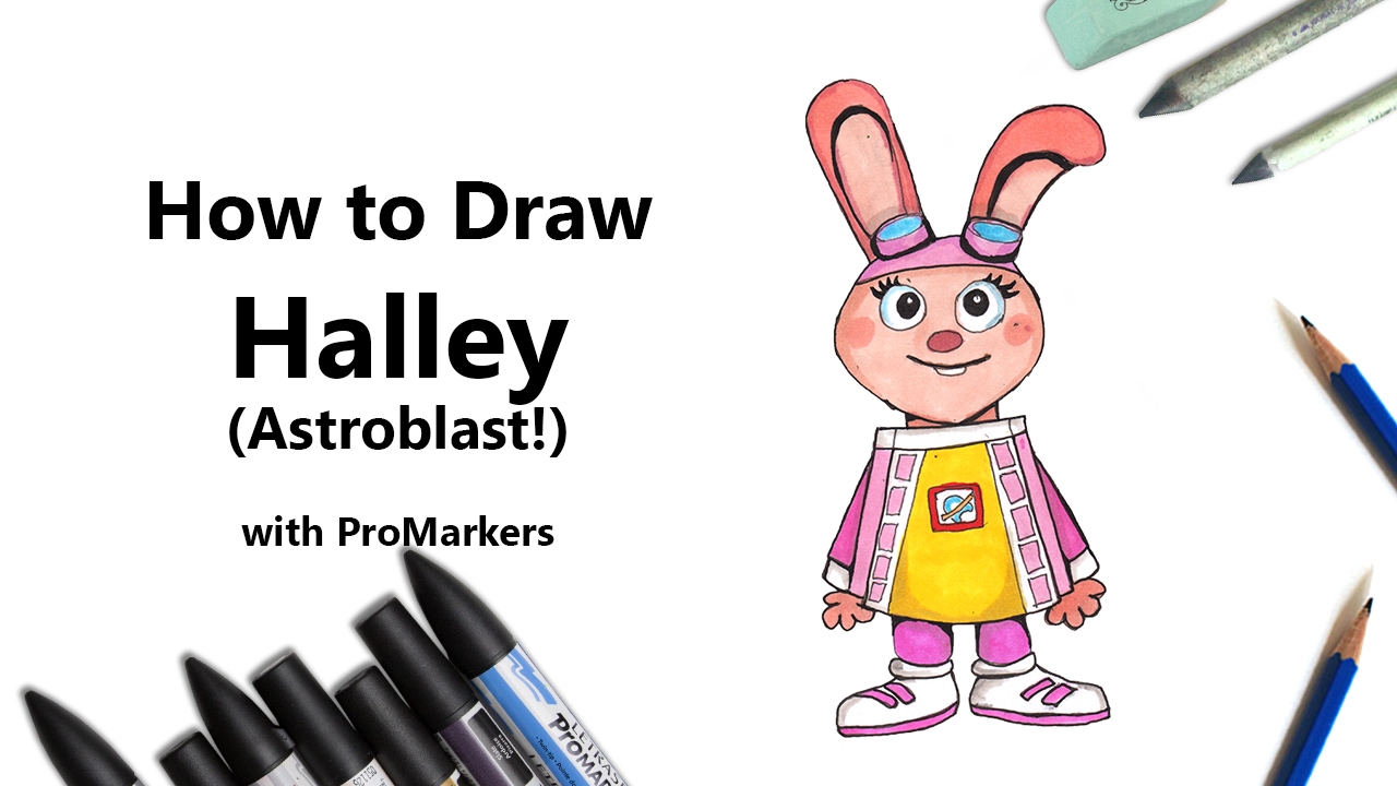 How to Draw and Color Halley from Astroblast! with ProMarkers [Speed ...
