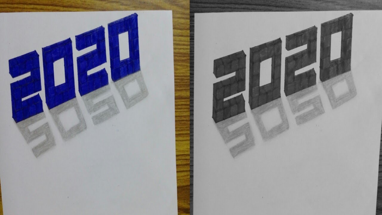 How To Draw 2020 l 3D Drawing Trick Art On Line Paper | 3D Art | 3D ...