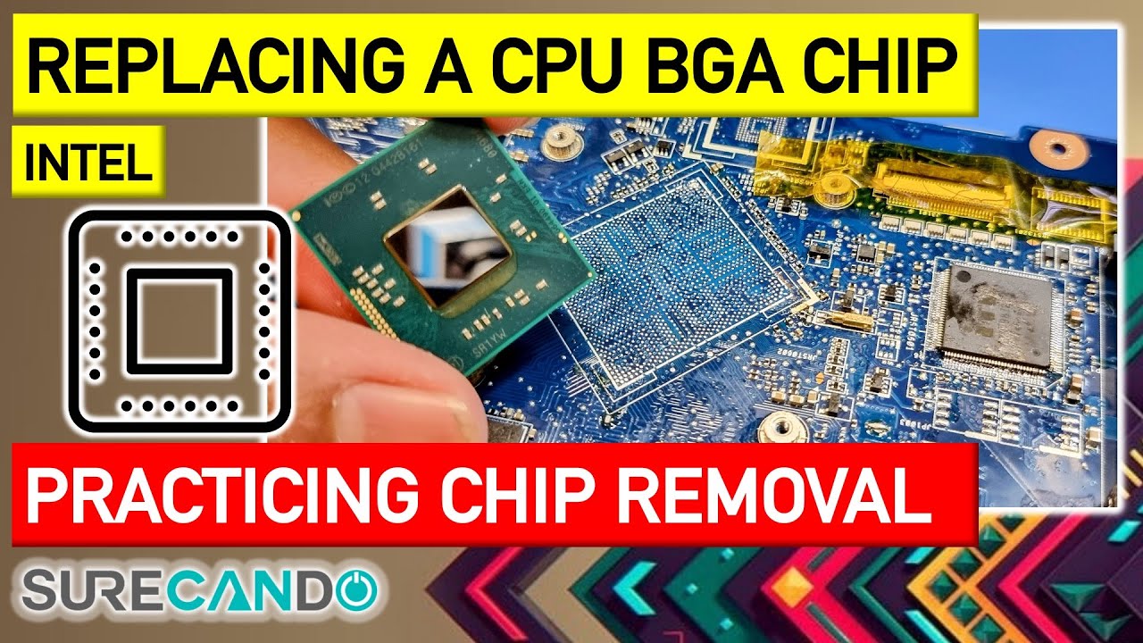 Practice replacing a BGA CPU Processor gone wrong, ripped tracks. Intel ...