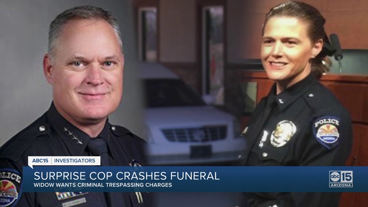 Surprise cop, accused of crashing a funeral, remains on the job - YouTube