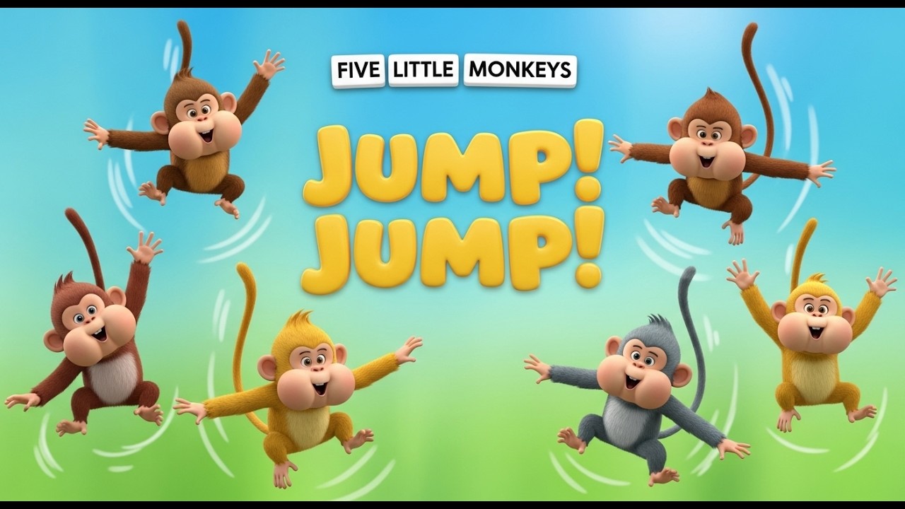 Five Little Monkeys Jumping on the Bed 🐒🛏️🎵 | Fun Counting Nursery ...