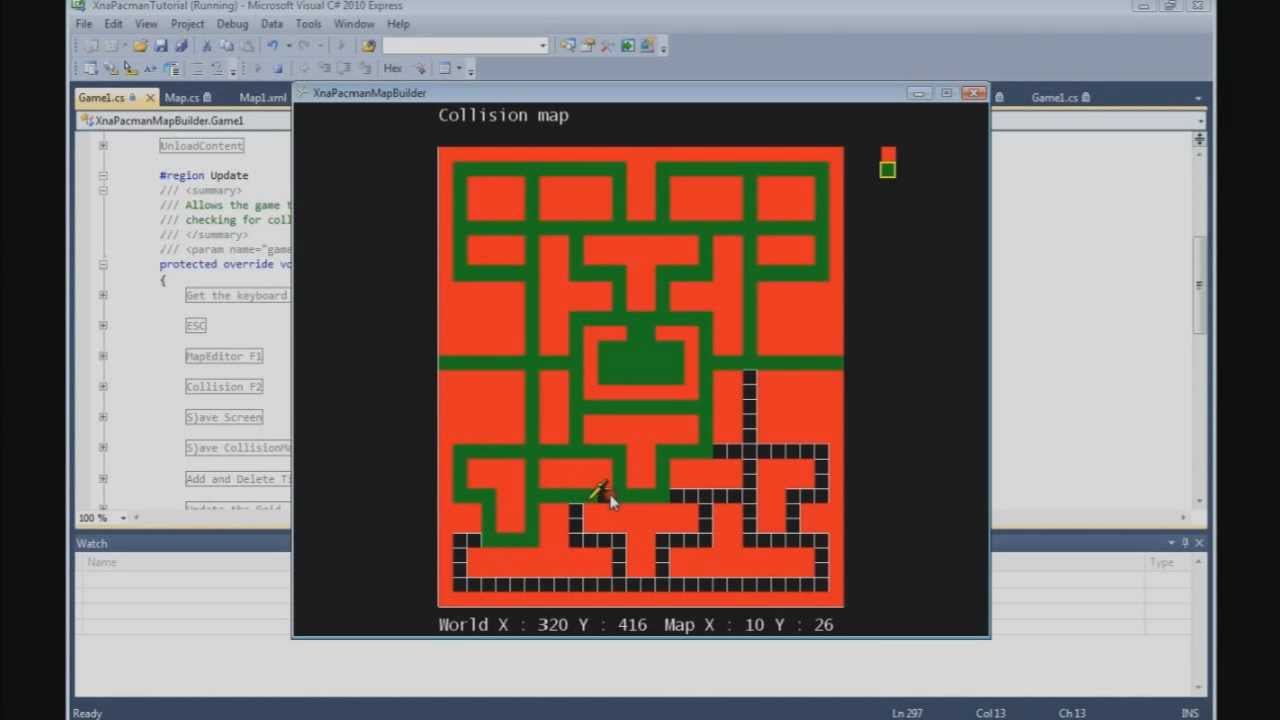 How to build a Pacman game in XNA - 28. MapBuilder - Create Collision ...