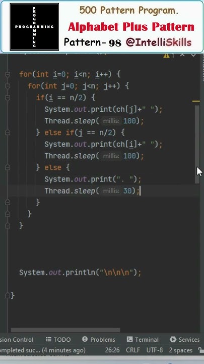 Java Pattern Programs 98 Alphabet Plus Pattern In Java Shorts Java Coding Programming