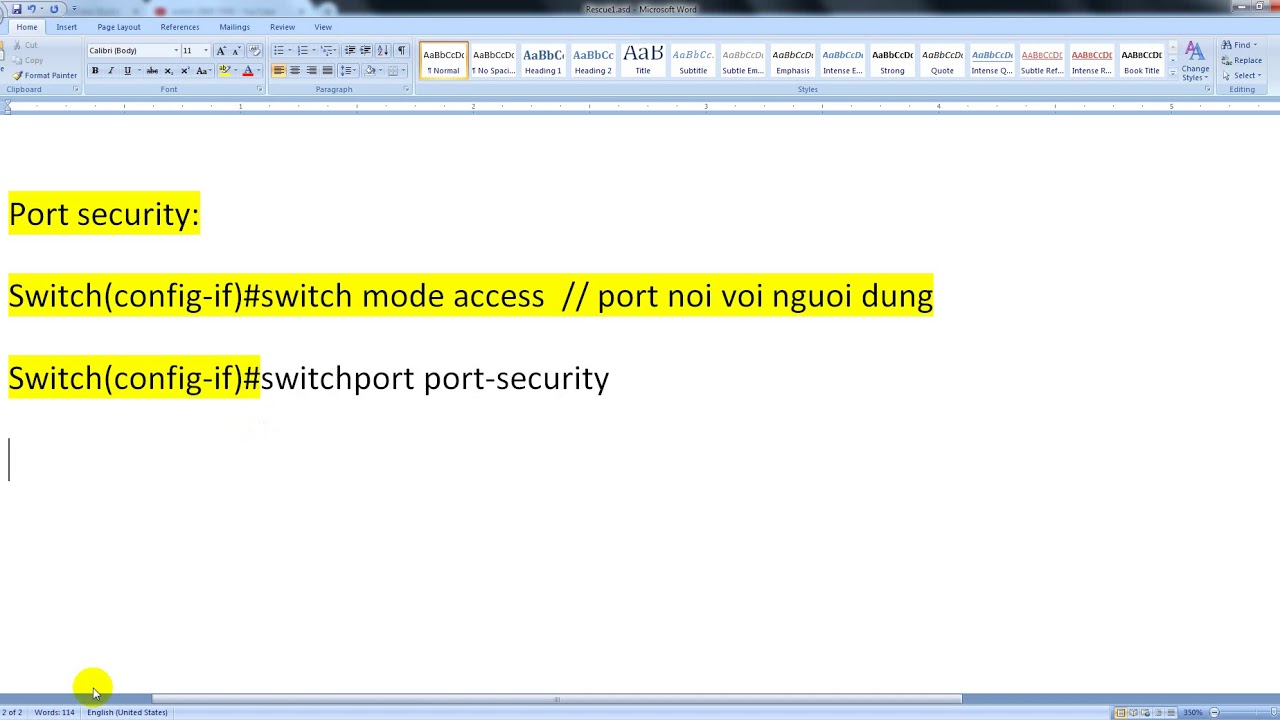 cisco switch port security - YouTube