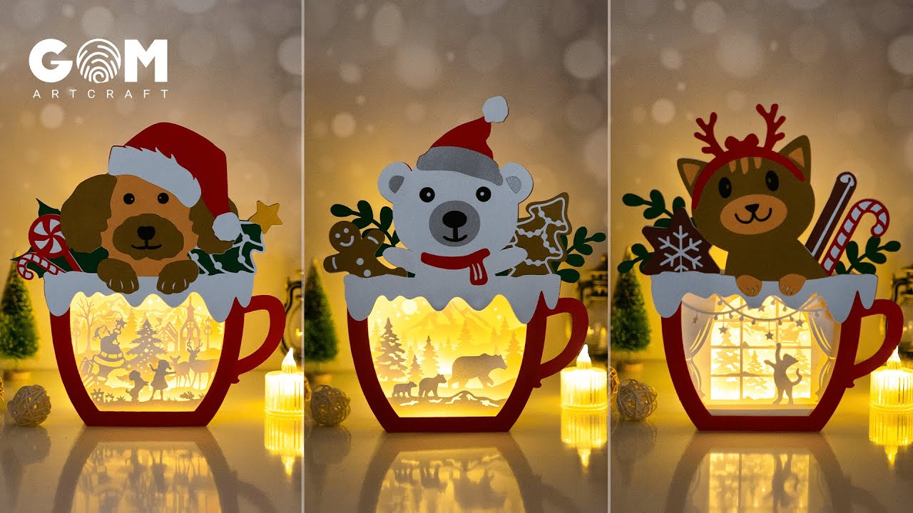 How to make Pack 3 Christmas Hot Cocoa Shadow Box - Merry Christmas ...