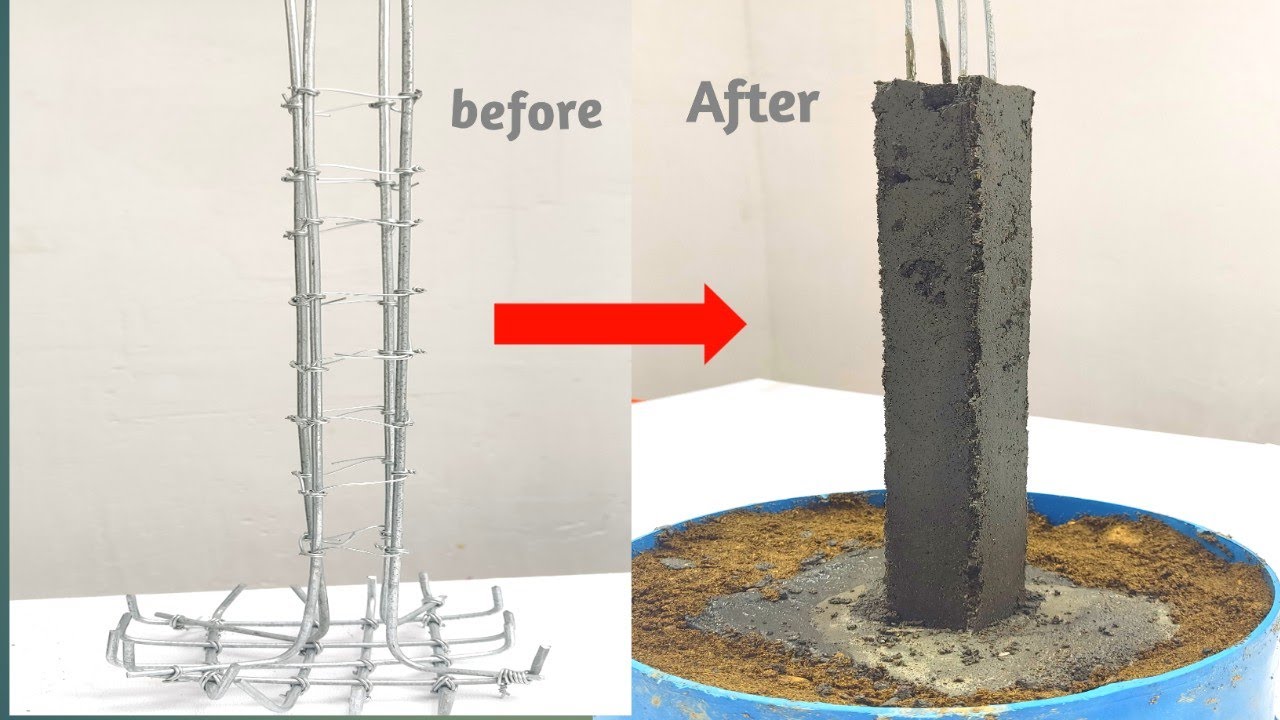 How to Make amazing concrete column model, mini home ; small house ...