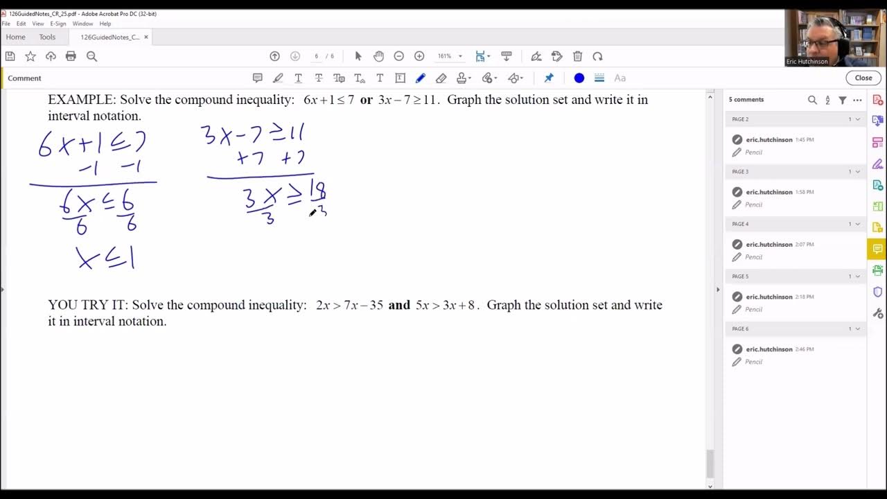 Solving Compound Linear Inequalities and Give Interval Notation and Graph - YouTube