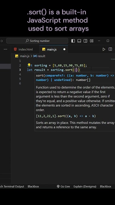 Sorting Numbers In Increasing Order In Javascript Javascript Tutorial Javascript Codeverse 8193