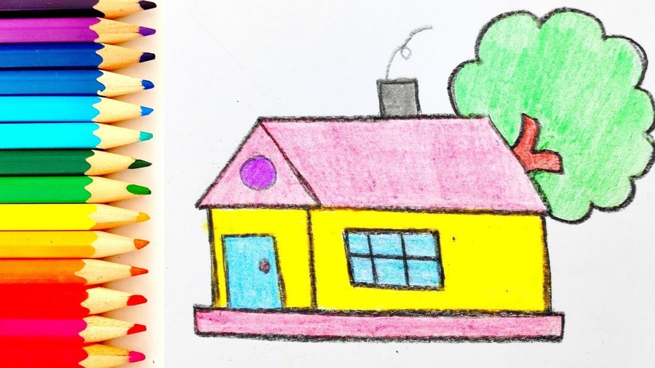 How to draw a house| Easy HOUSE DRAWING |Step by step drawing fo ...