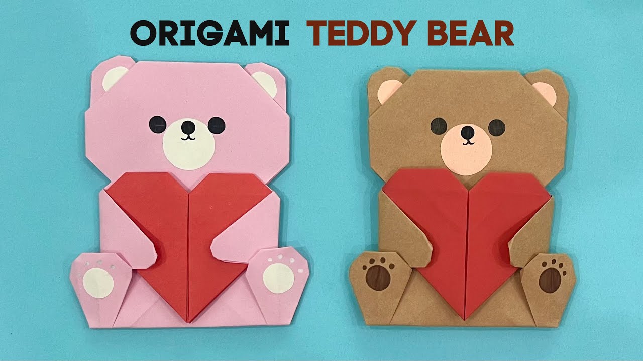 DIY PAPER TEDDY BEAR WITH HEART/How to Make an Origami Paper Teddy Bear ...