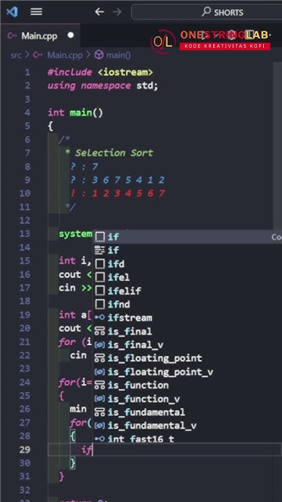Belajar C Program Selection Sort Youtube