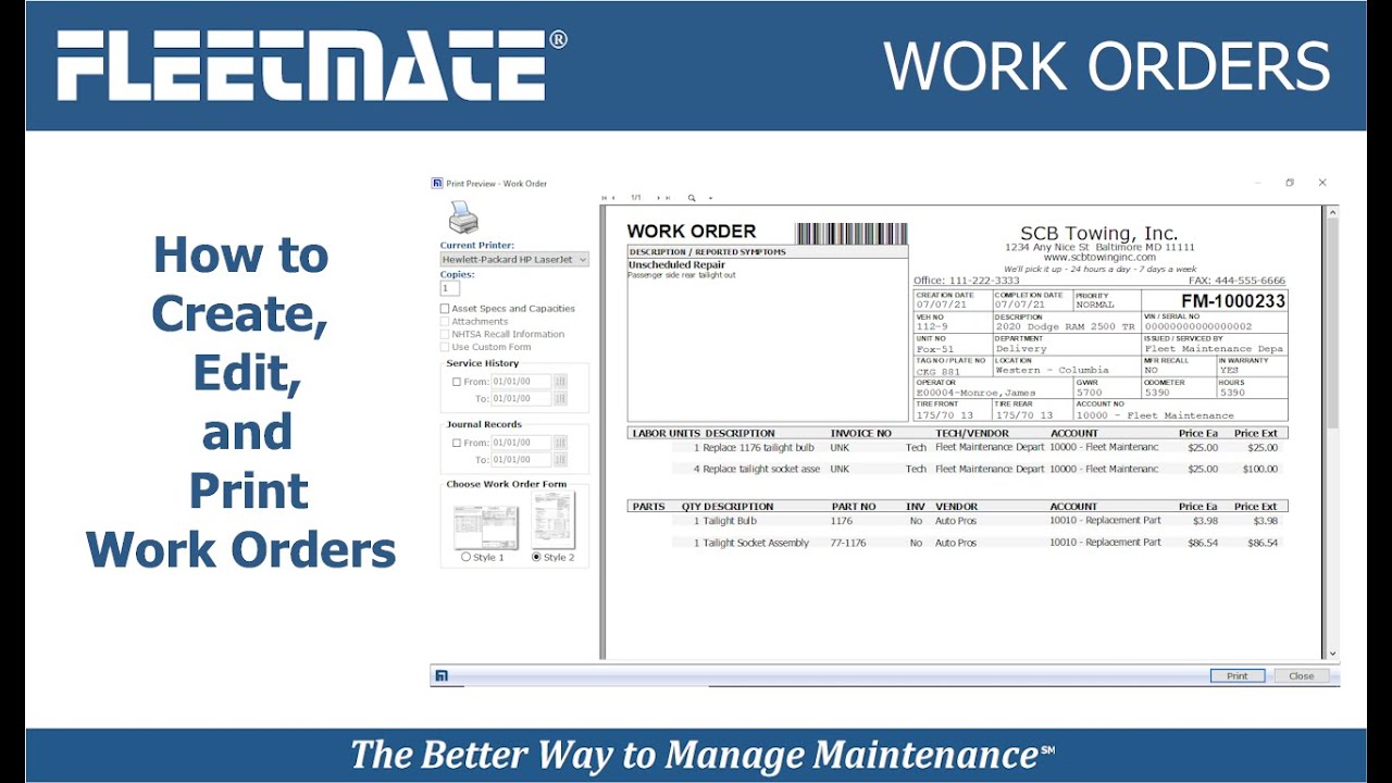 FLEETMATE@WORK Lesson #7 - Work Orders - YouTube