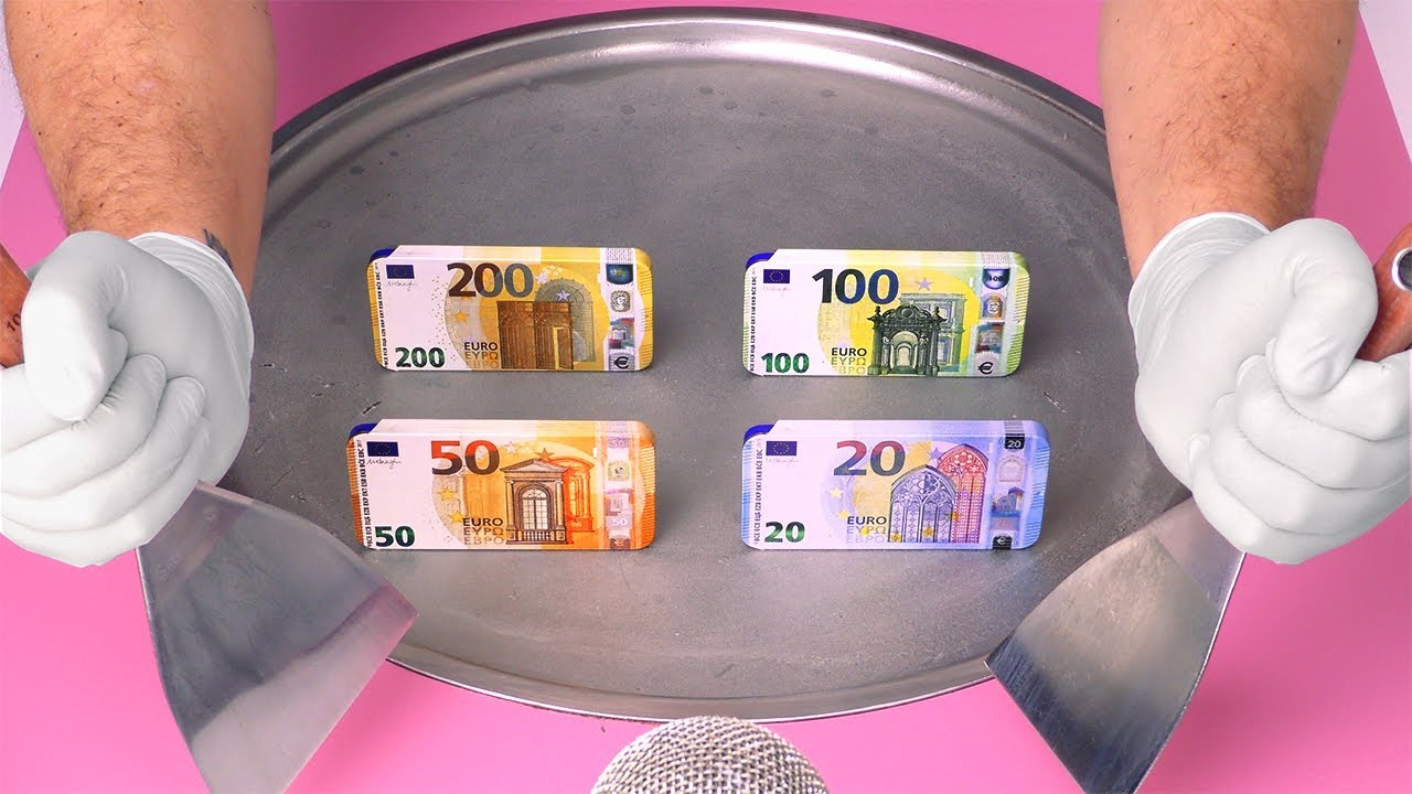 Expensive Ice Cream Experiment: Rolling Money to Ice Cream - YouTube