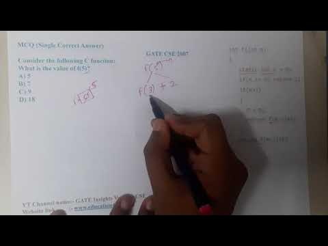 GATE CSE 2007 Q || C PROGRAMMING ||Data Structure || GATE Insights Version: CSE - YouTube