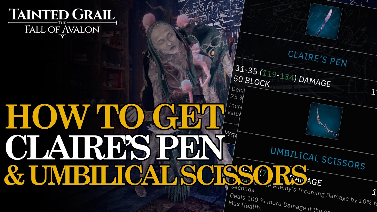 How to get Claire's Pen and Umbilical Scissors – Tainted Grail - YouTube