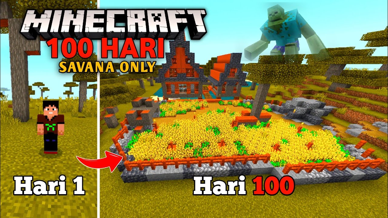 100 Hari di Minecraft Tapi Savana only pe #survival #minecraft - YouTube