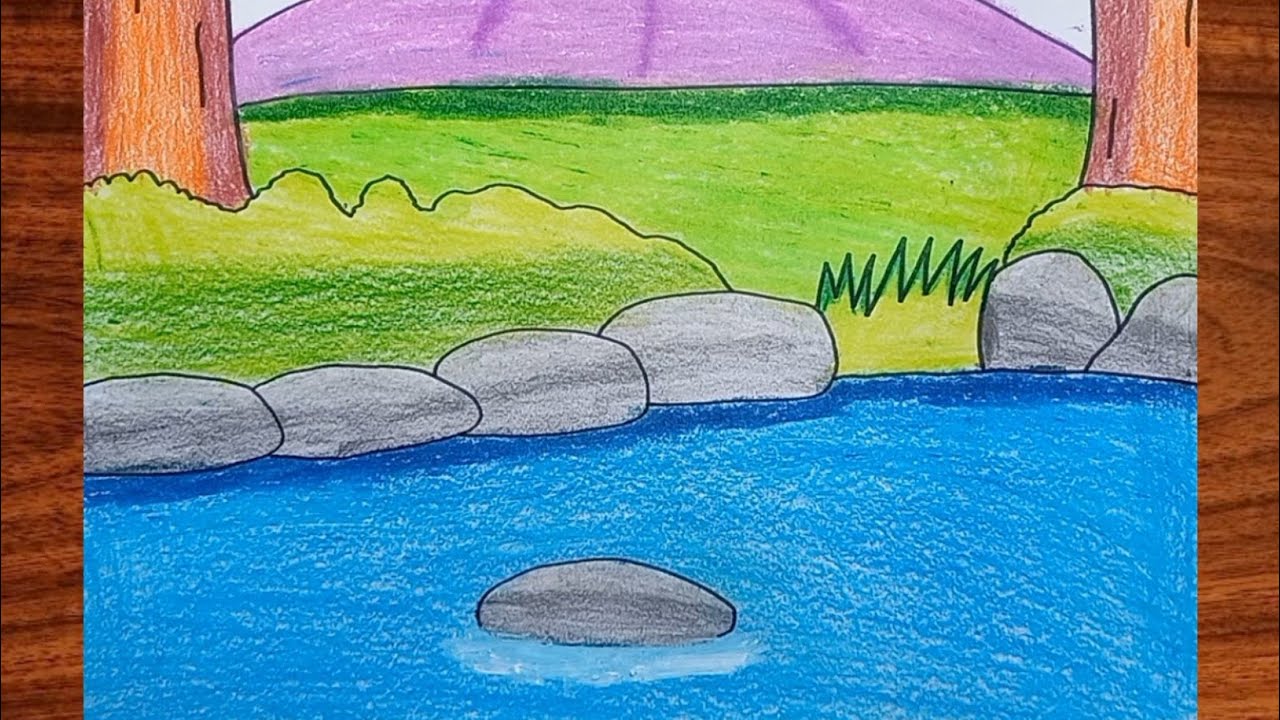How to draw beautifull natural scenery easy || Drawing Beautifull ...